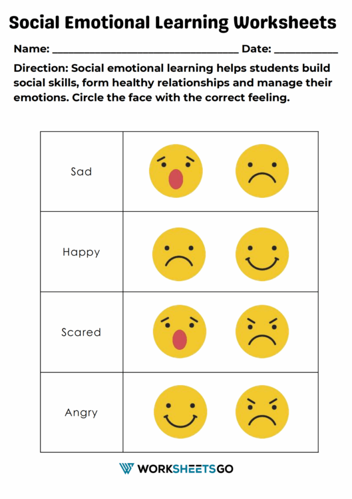 Social Emotional Learning Worksheets - Printable For Parents